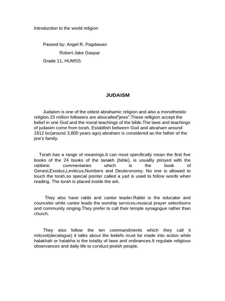 Overview of Judaism: Beliefs and Practices | PDF | Ten Commandments ...