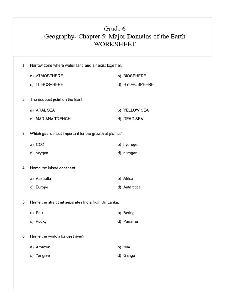 Grade6 Geo Ch5 Worksheet | PDF