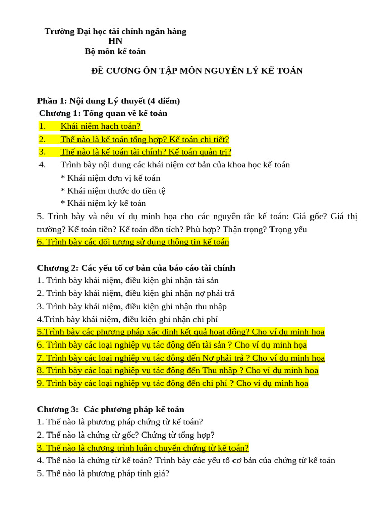 Đề Cương Ôn Tập Môn NLKT 2024 | PDF