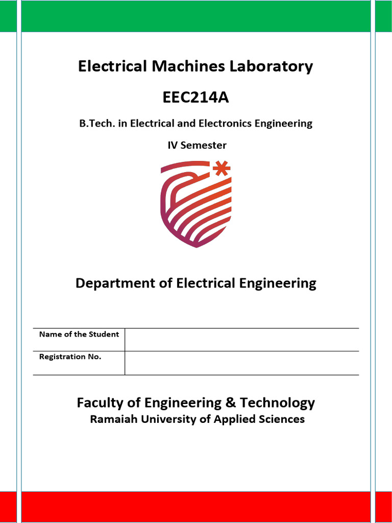 Electrical Machines Lab Manual 20.02.2025 | PDF | Electric Motor | Voltage