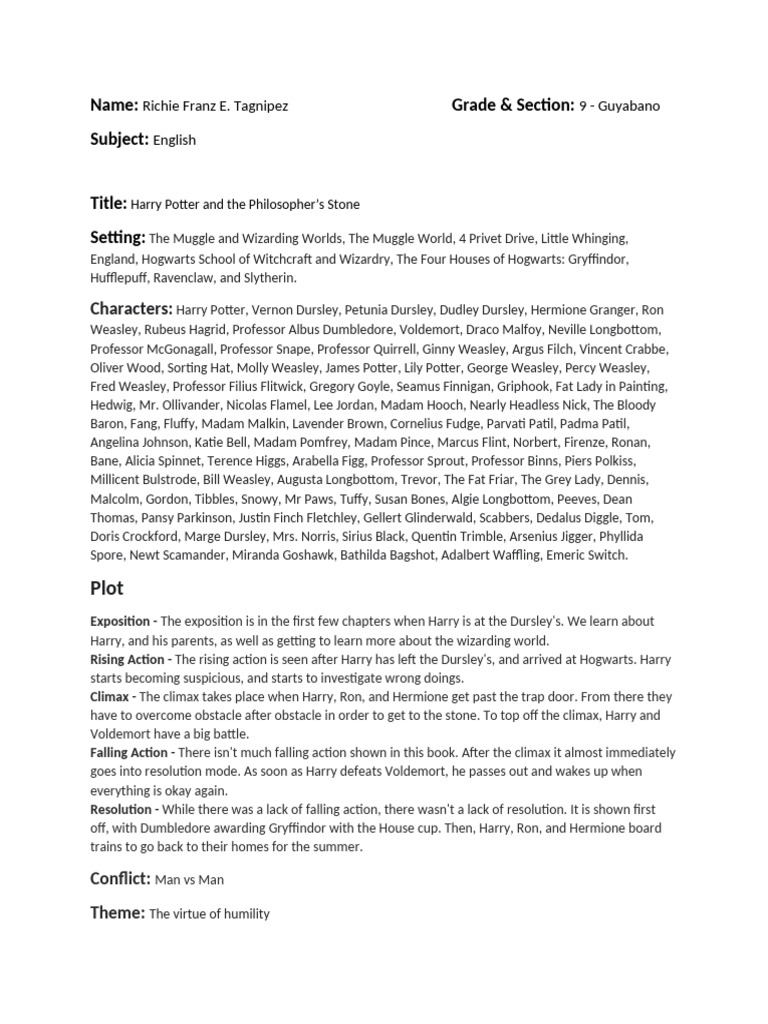 Harry Potter: Philosopher's Stone Overview | PDF | J. K. Rowling ...