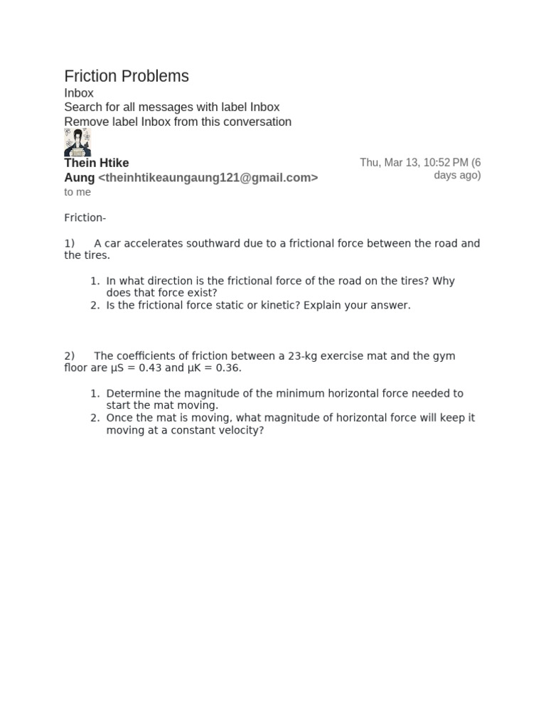 Friction Problems | PDF