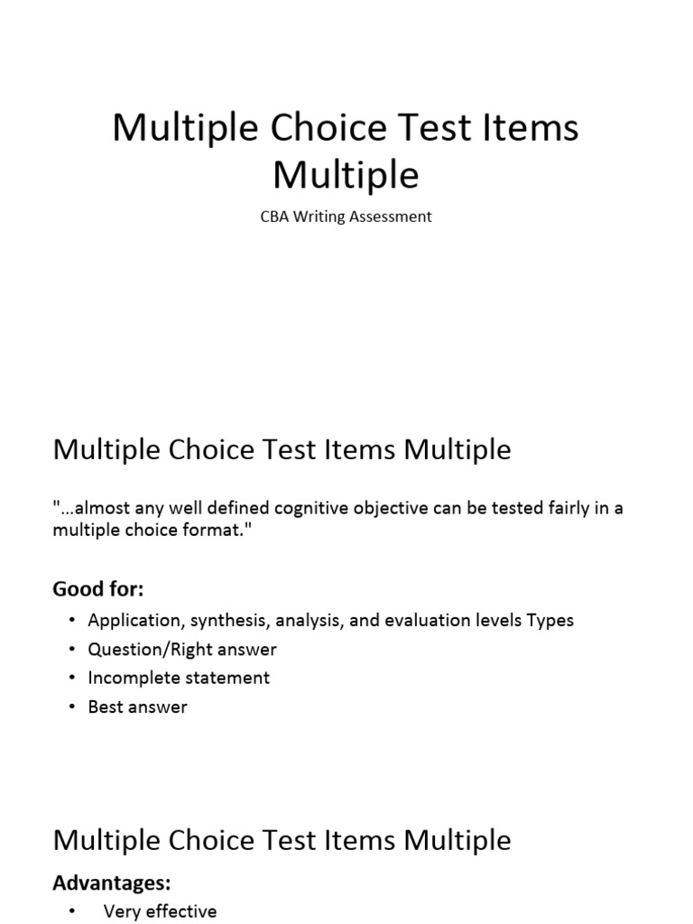 Multiple Choice Test Items | PDF | Multiple Choice | Learning