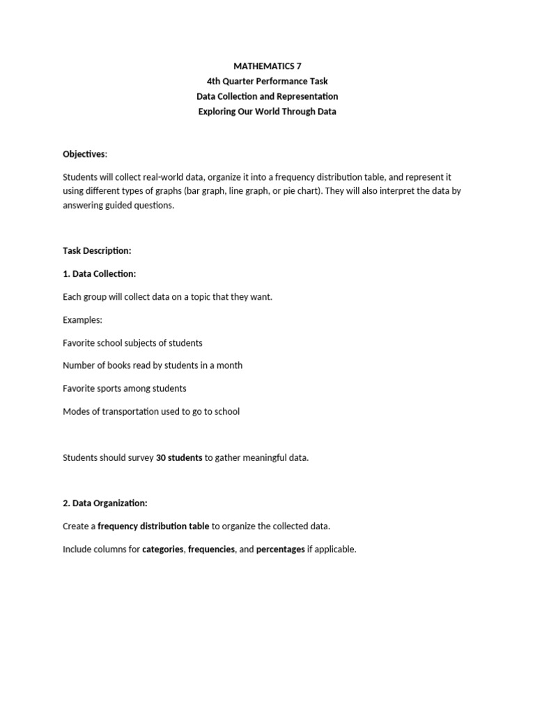 Data Collection and Graphing Task | PDF