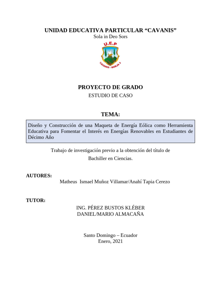 proyecto de grado by 3ro bgu Matheus Muñoz fsdkjghskdjghs | PDF | Sustentabilidad | Energía ...