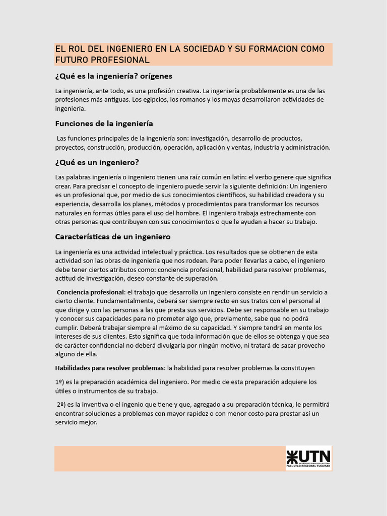 El Rol Del Ingeniero en La Sociedad | PDF | Ingeniería | Ingeniero