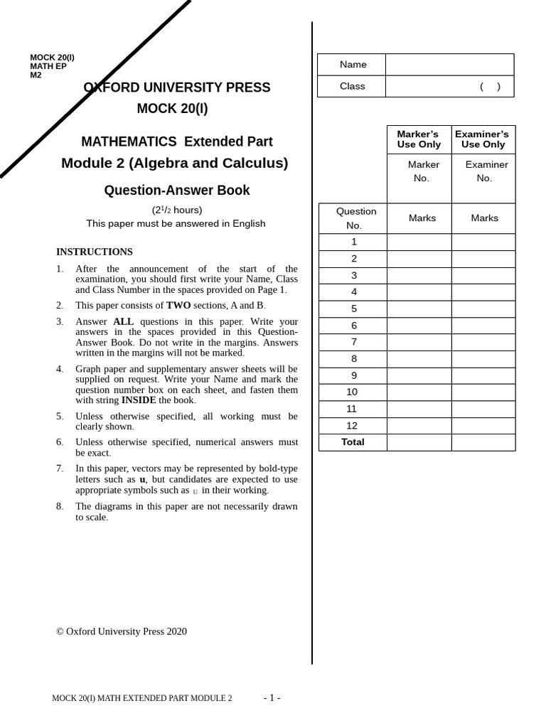 DSE20 M2 Mockpaper E Set1 | PDF | Mathematics | Mathematical Concepts
