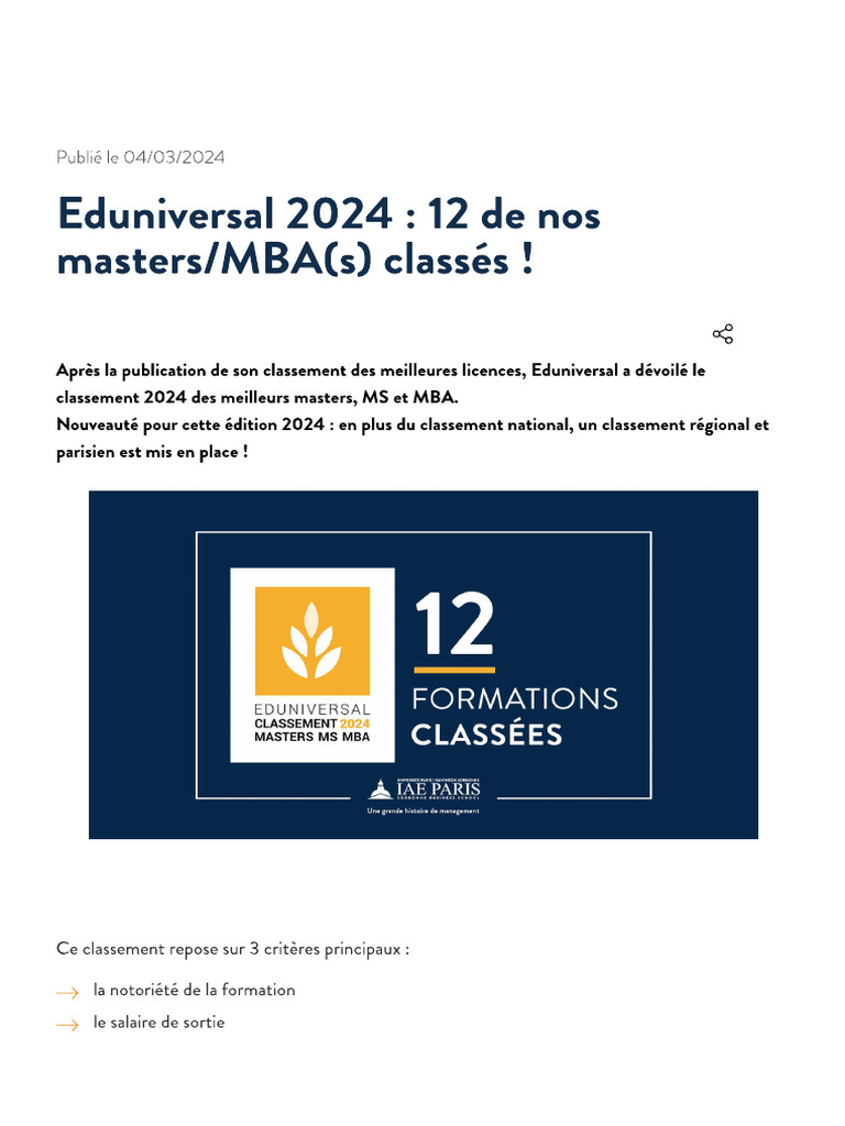 MBA PARIS SORBONNE | PDF