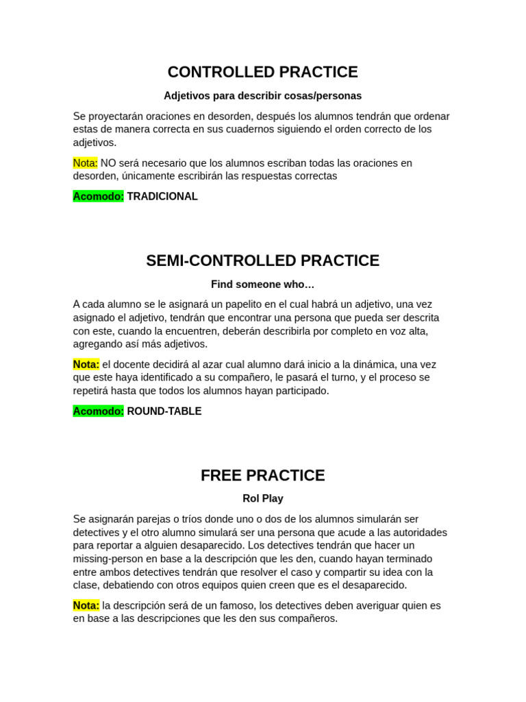 Controlled Practice | PDF