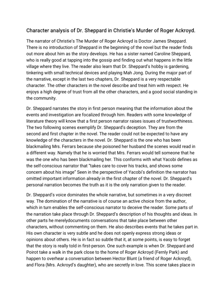 Character Analysis of Dr. Sheppard | PDF