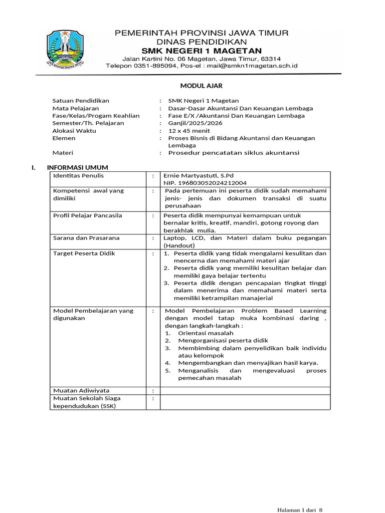 Modul Ajar DDAKL ELEMEN 1 - 3 | PDF