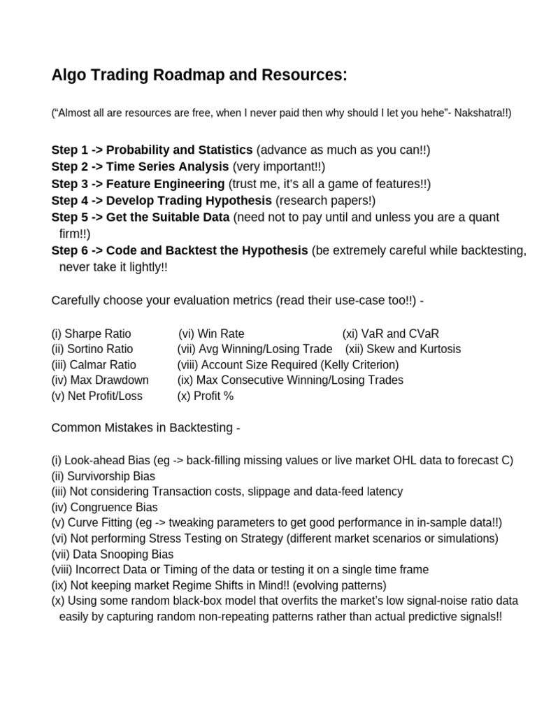 Arbitrage Algo Trading Roadmap and Resources | PDF | Algorithmic ...