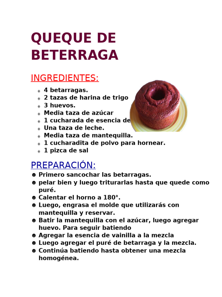 Recetas con Puré de Beterraga | PDF | Mollete | Alimentos