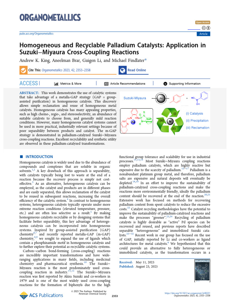 king-et-al-2023-homogeneous-and-recyclable-palladium-catalysts ... king-et-al-2023-homogeneous-and-recyclable-palladium-catalysts ...