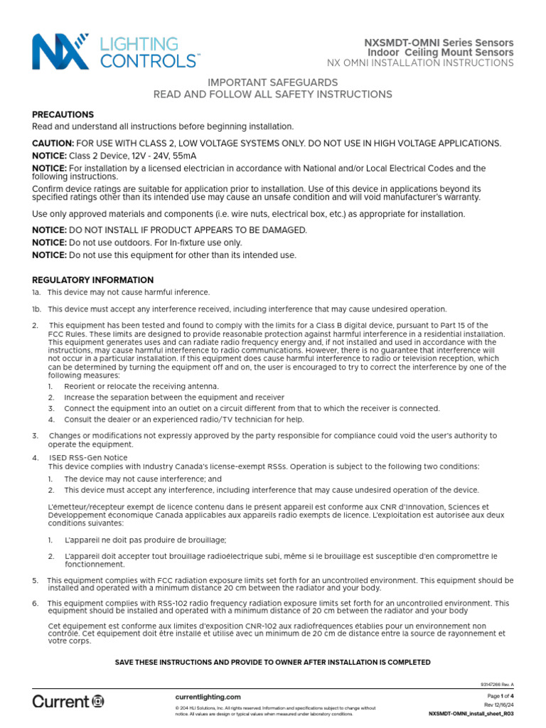 NXSMDT-OMNI Install Sheet | PDF | Electromagnetic Interference | Electronics