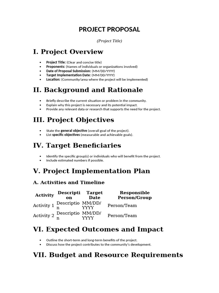 Format For Community Project Proposal | PDF