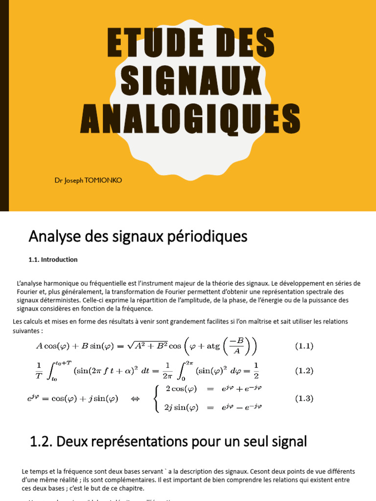 Etude Des Signaux Analogiques 2025 | PDF | Fréquence | Transformation ...