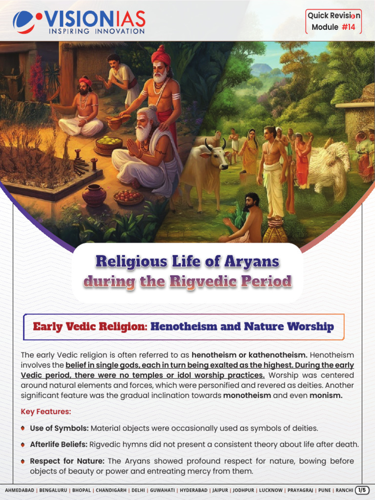 VisionIAS Quick Revision Material December 2025 Religious Life of Aryans During The Rigvedic ...