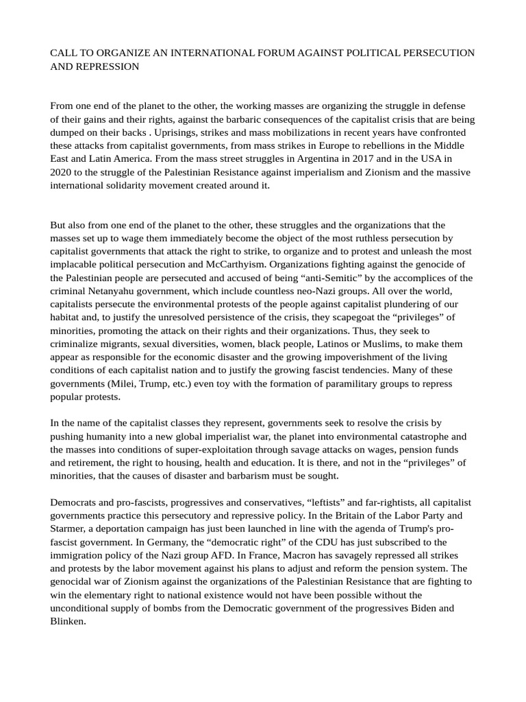 International Forum on Political Repression | PDF | Fascism ...