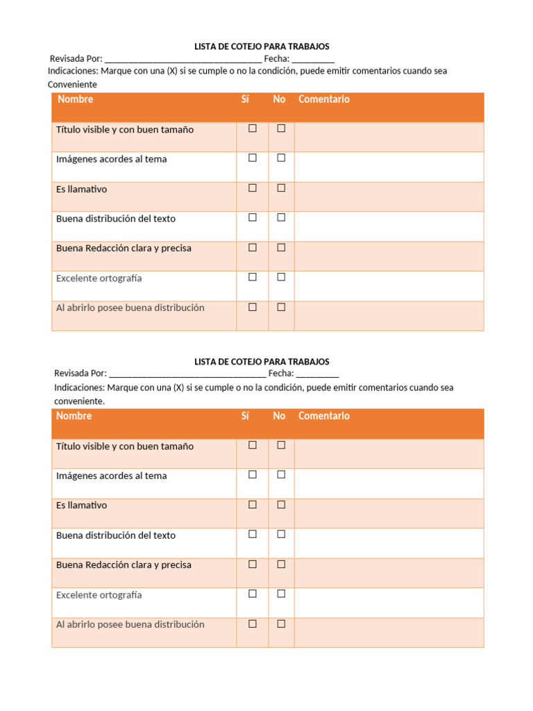 Lista de Cotejo de Triptico | PDF