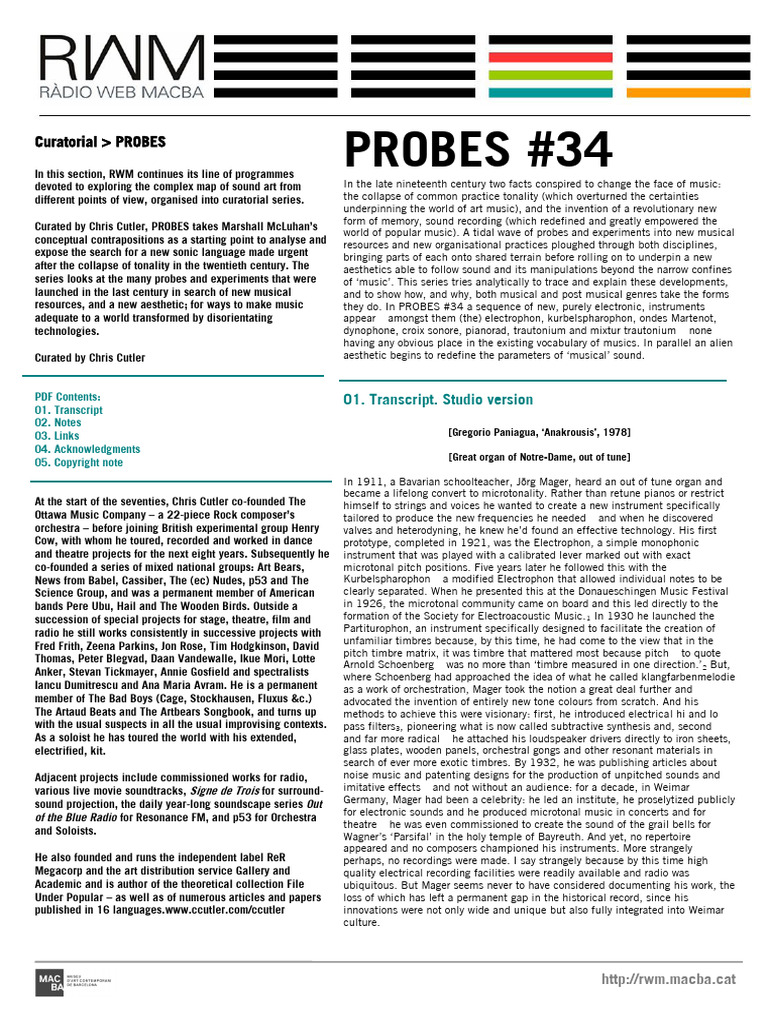 Exploring Sound Art: PROBES #34 | PDF