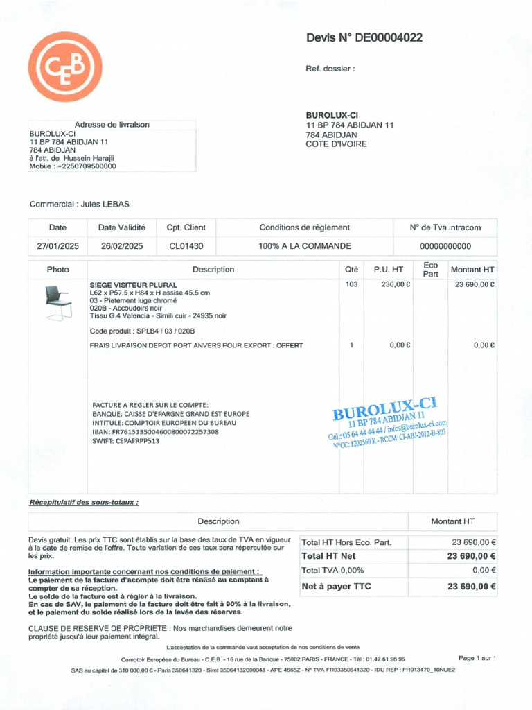 Devis N°de00004022 - 0001 | PDF