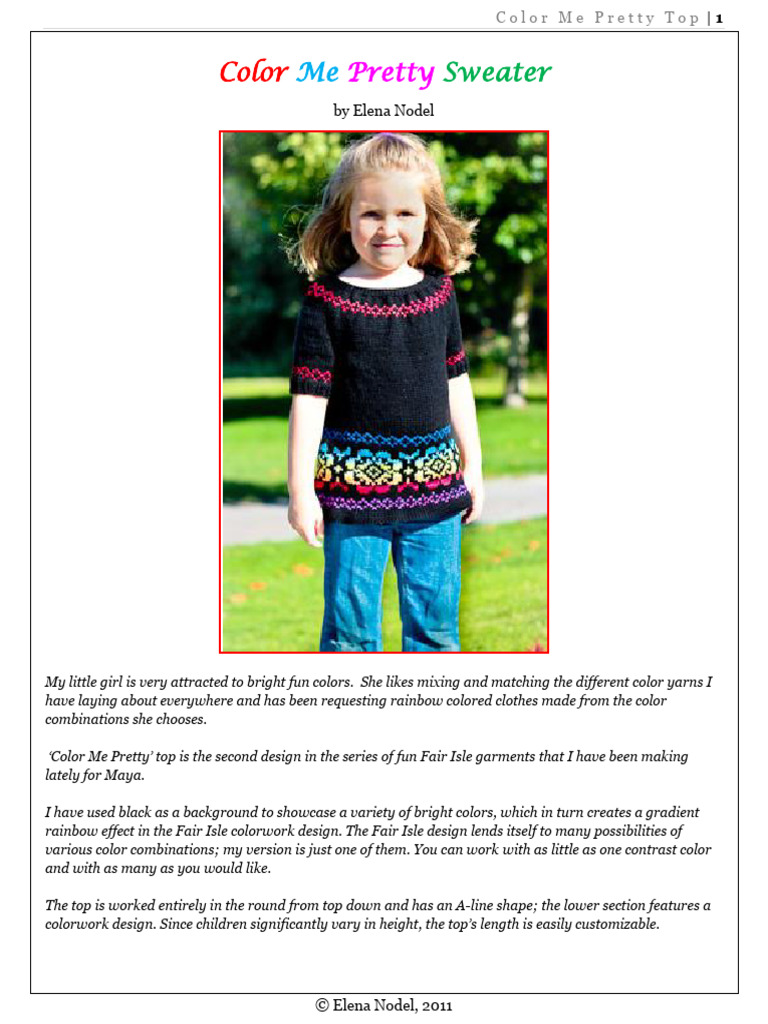 Color Me Pretty Sweater | PDF | Knitting | Clothing