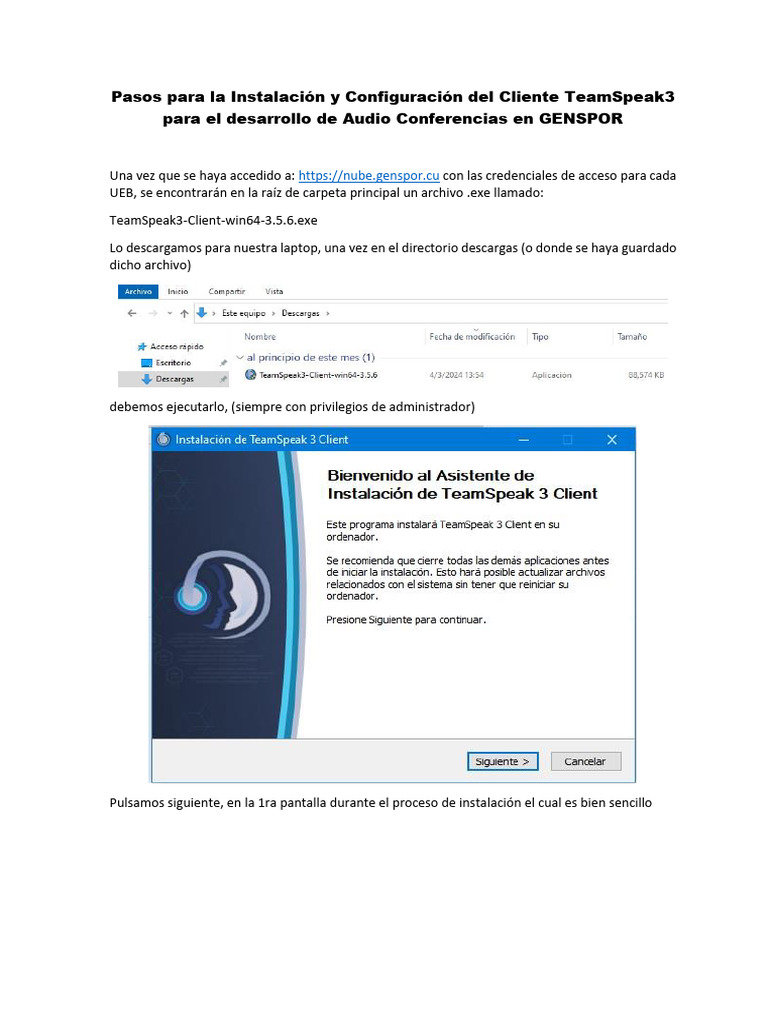 Instalación y Configuración Del Cliente TeamSpeak3 | PDF | Botón ...