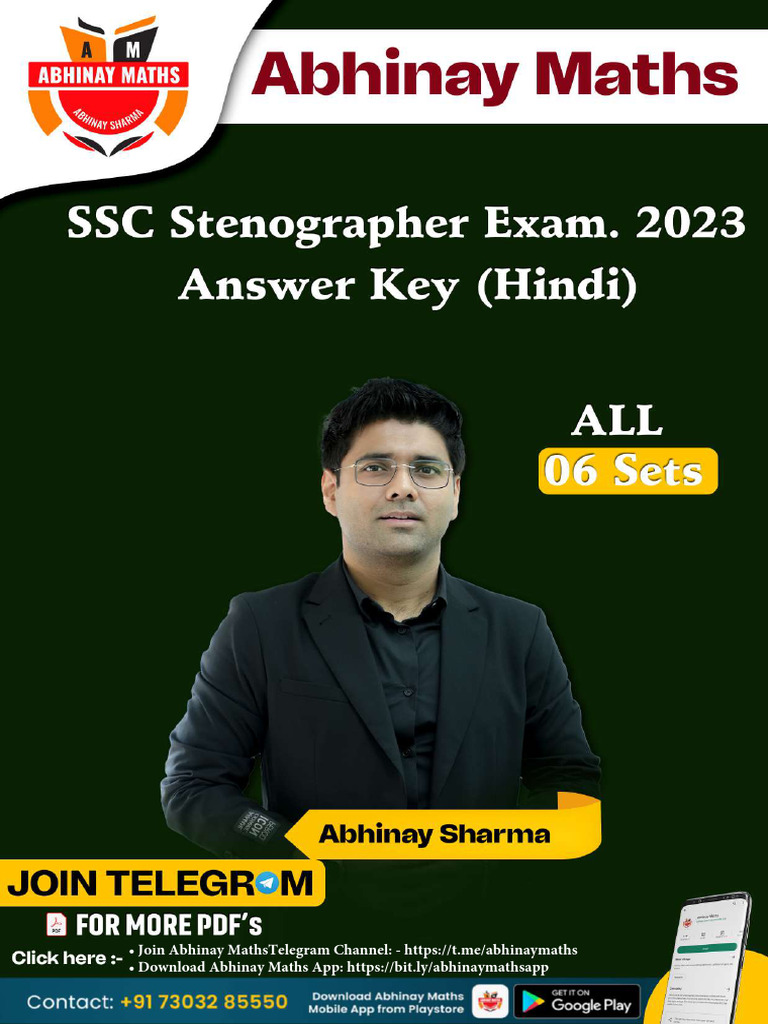 Stenographer Exam 2023 (Hindi) by Abhinay Maths | PDF