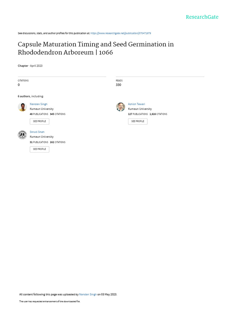 Nandan Singh Et. Al. Capsule Maturation Timing | PDF | Seed | Himalayas