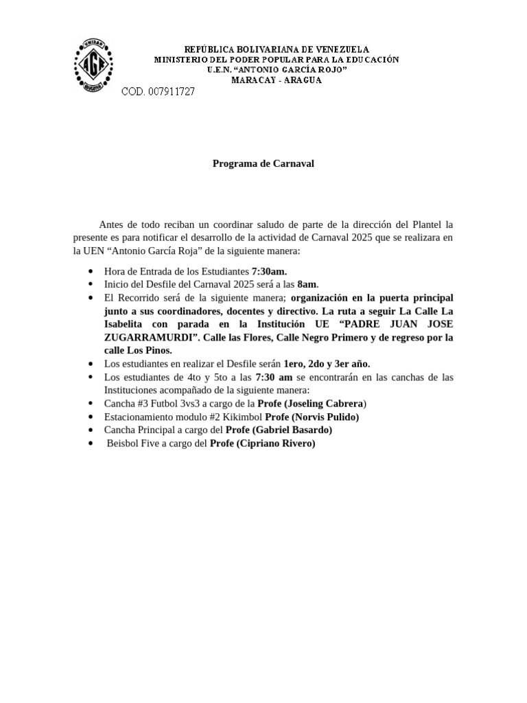 Programa de Carnaval | PDF