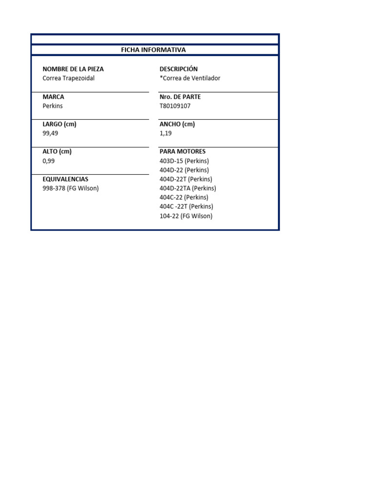 Ficha Informativa - T80109107 | PDF