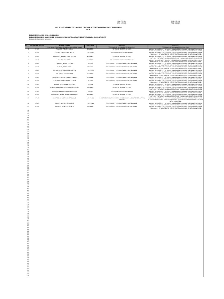 Pag-IBIG Loyalty Card Plus Application 2025 | PDF | Family | Onomastics