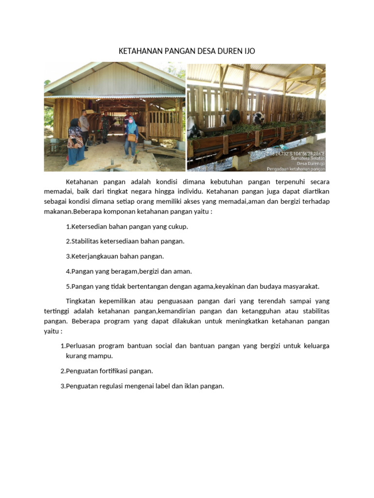 Ketahanan Pangan Desa Duren Ijo | PDF