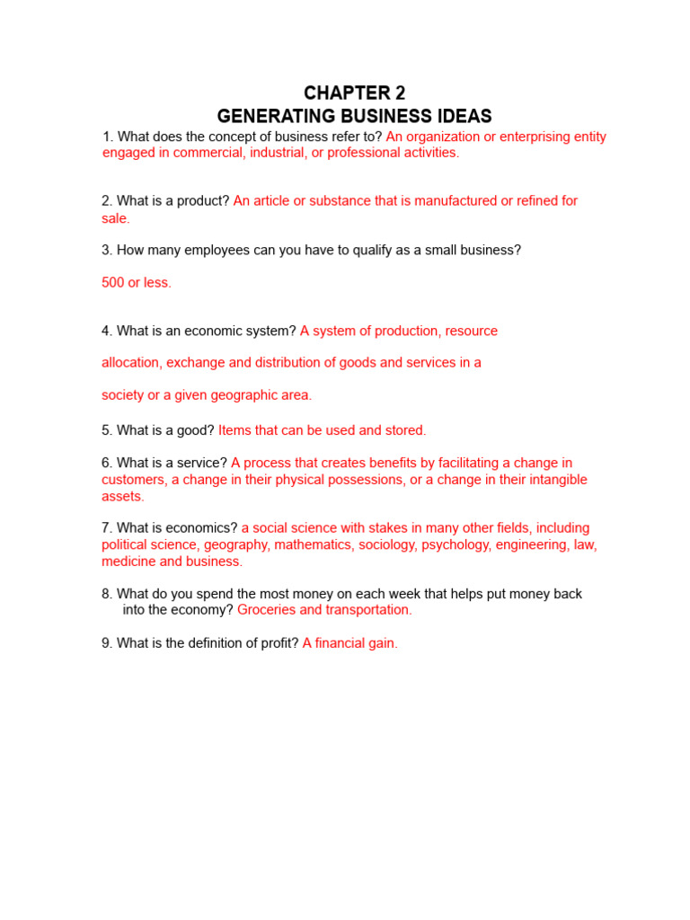 CHAPTER 2 Generating Business Ideas | PDF