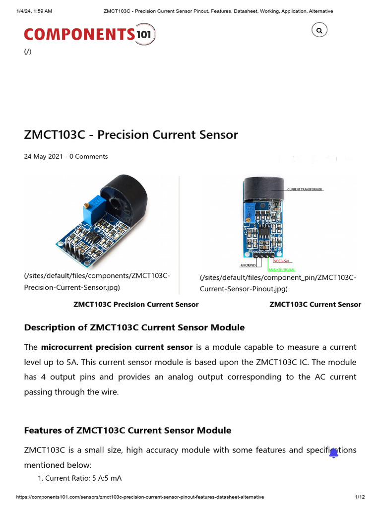 ZMCT103C+-+Precision+Current+Sensor+Pinout,+Features,+Datasheet,+Working,+Application ...