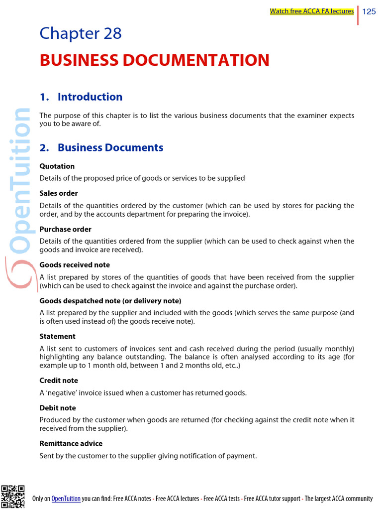 Sammary of Business Documents | PDF