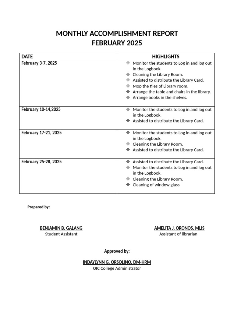 Monthly Library & Computer Lab Report | PDF