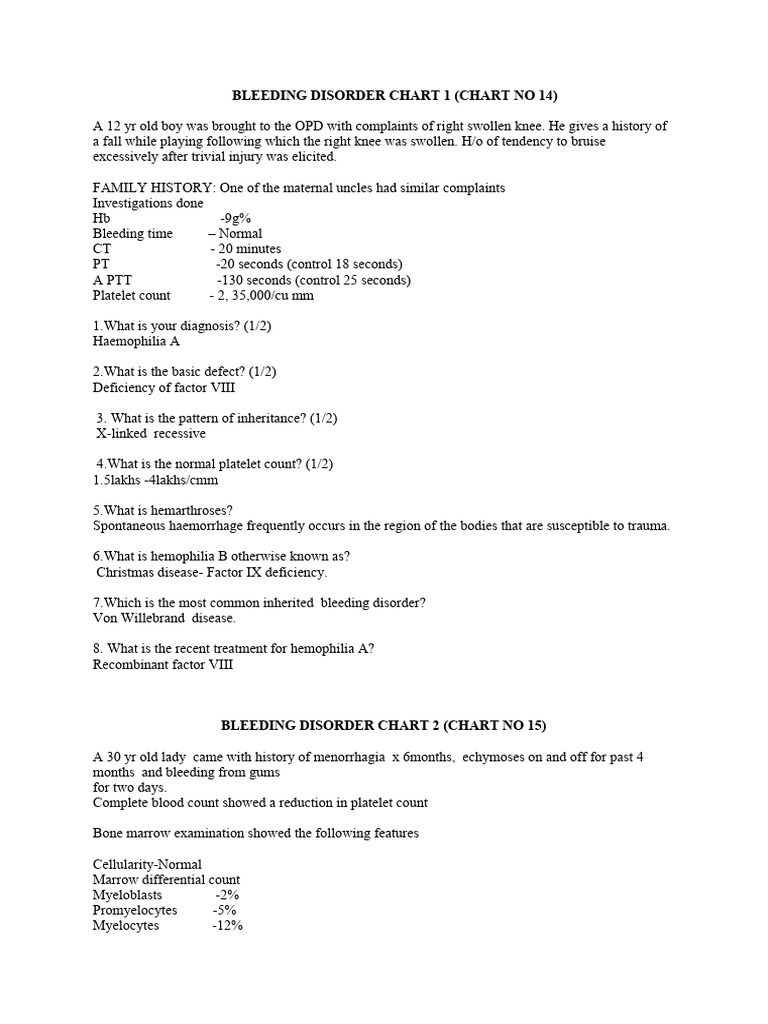 Bleeding Disorder Charts PDF | PDF | Platelet | Bleeding