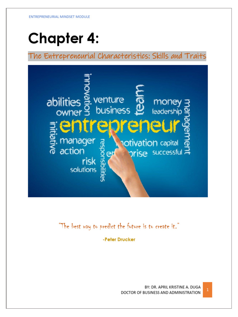 Entrepreneurial Traits and Skills Explained | PDF | Entrepreneurship ...
