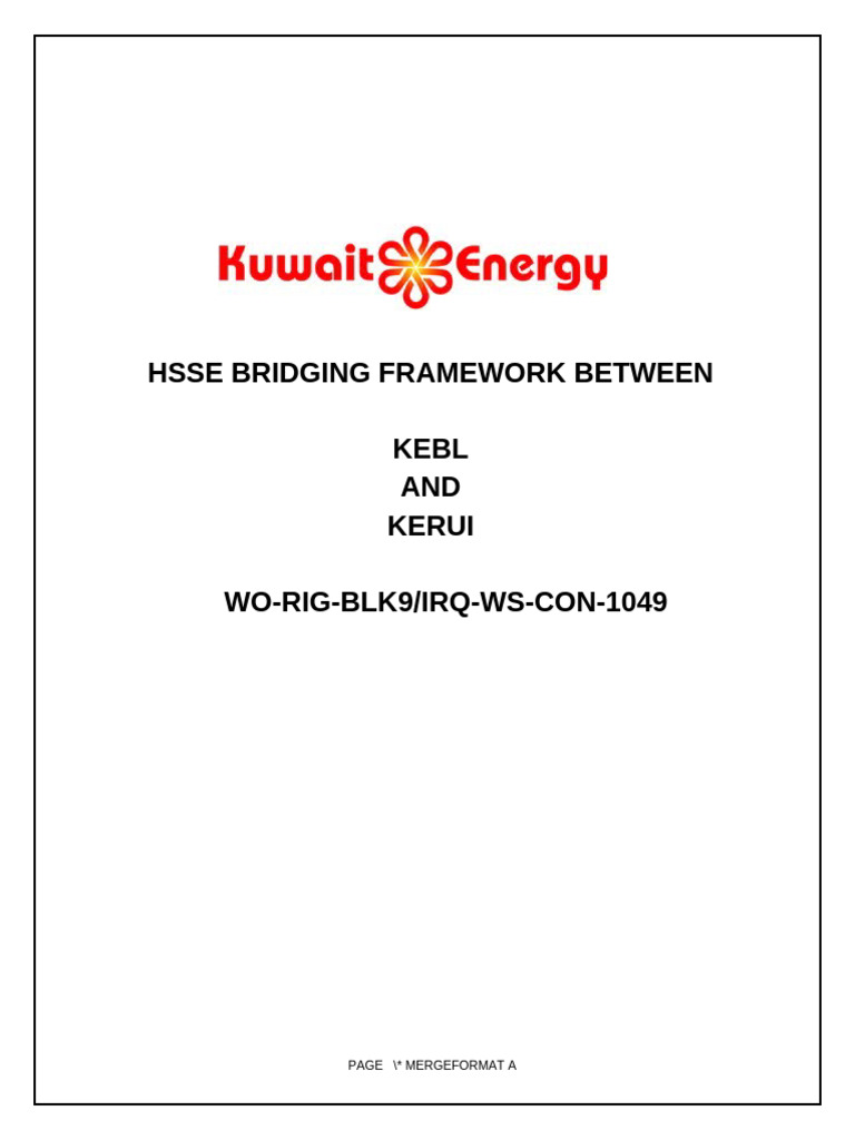 HSSE Bridging Framework: KEBL & KERUI | PDF | Risk Assessment | Risk