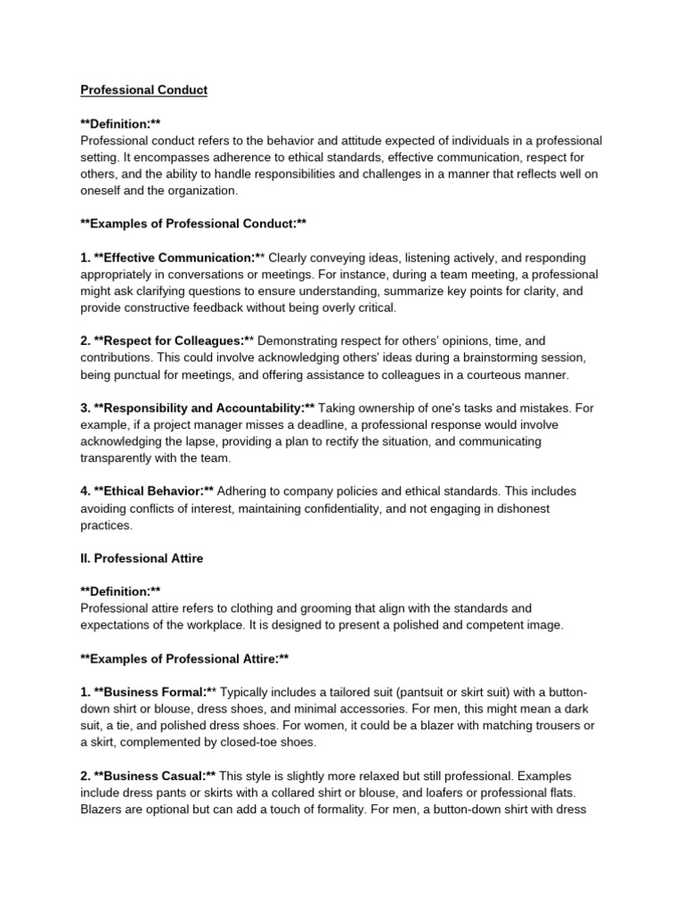 Professional Conduct and Attire Guide | PDF | Clothing | Fashion