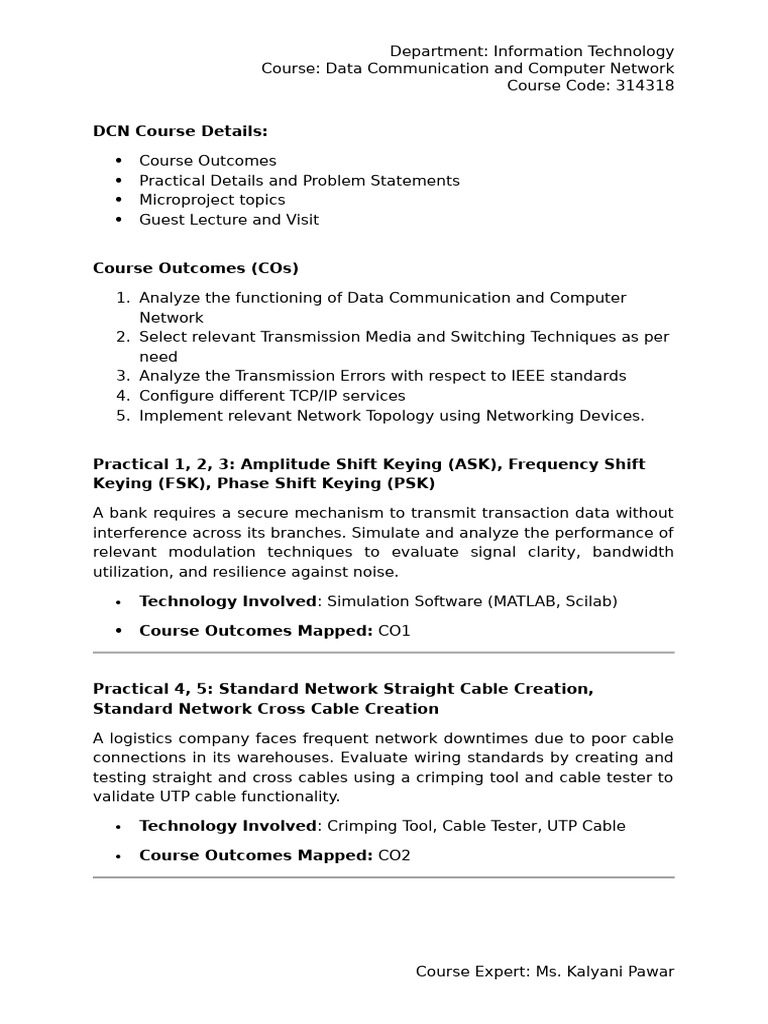 DCN_Practical_ProblemsStatements | PDF | Computer Network | Error Detection And Correction
