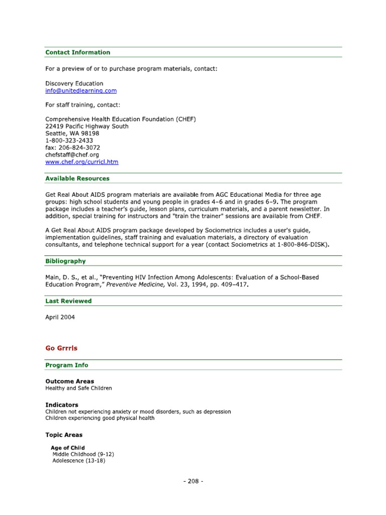 Go Girls Program | PDF