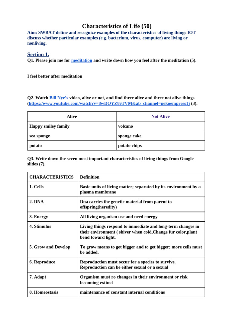 24 Biology-Characteristics of Life | PDF | Life | Reproduction