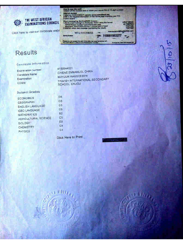 Waec Certificate | PDF