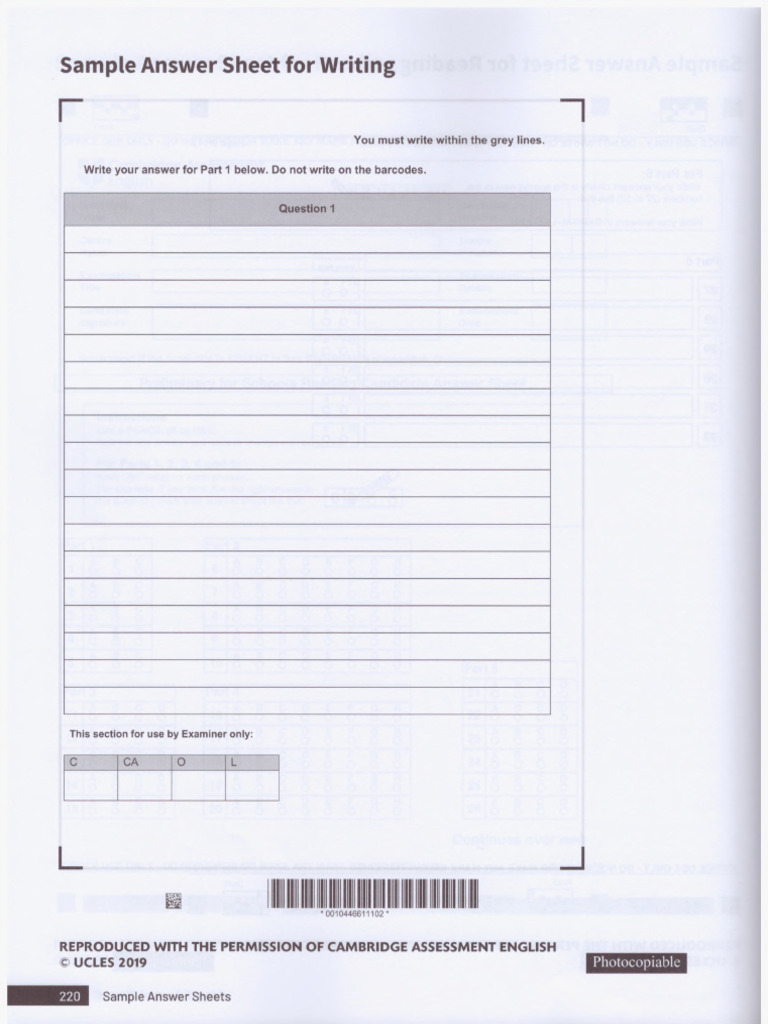 WRITING Answer Sheet | PDF
