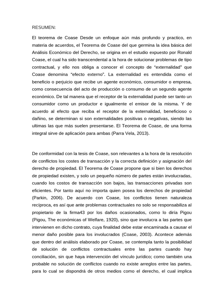 Teorema de Coase: Resolución de Conflictos | PDF | Exterioridad ...