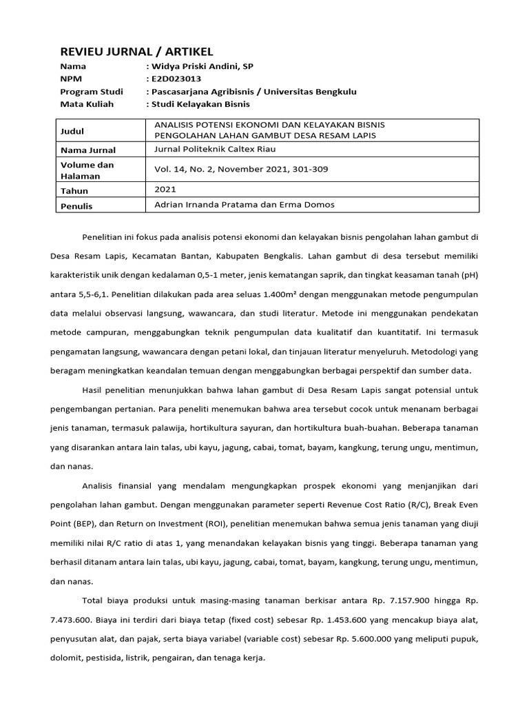 Review Artikel Widya Priski Andini | PDF