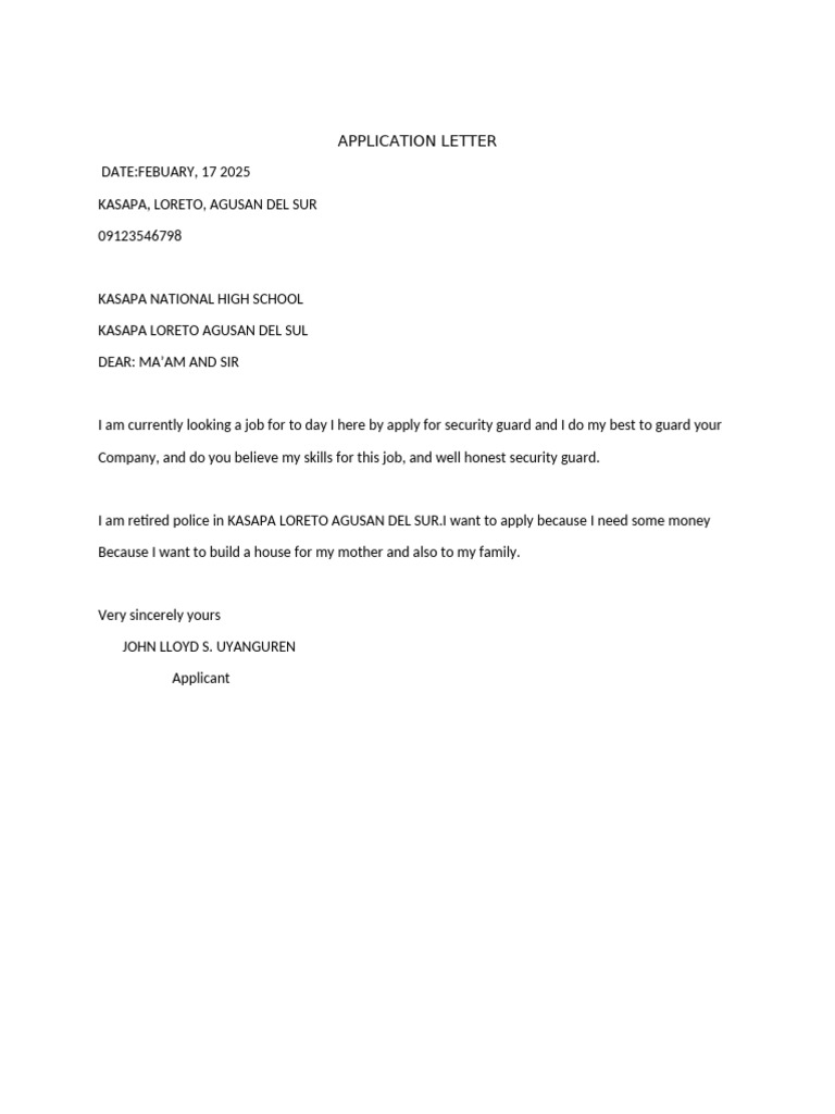 Application Letter by John Lloyd | PDF